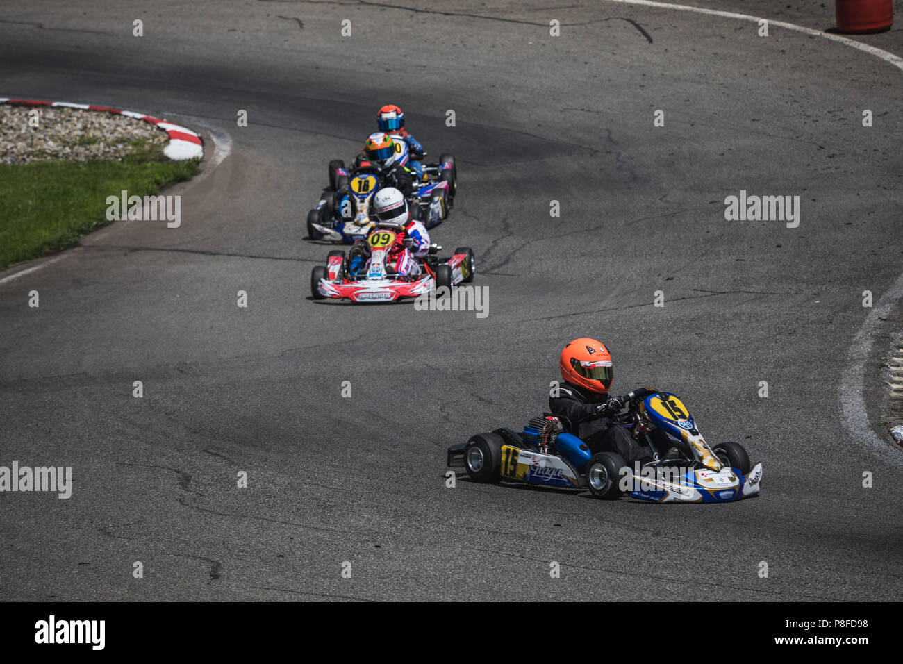 Super mini Go Kart Racer on the Track, Swiss Kart Championship Wohlen ...