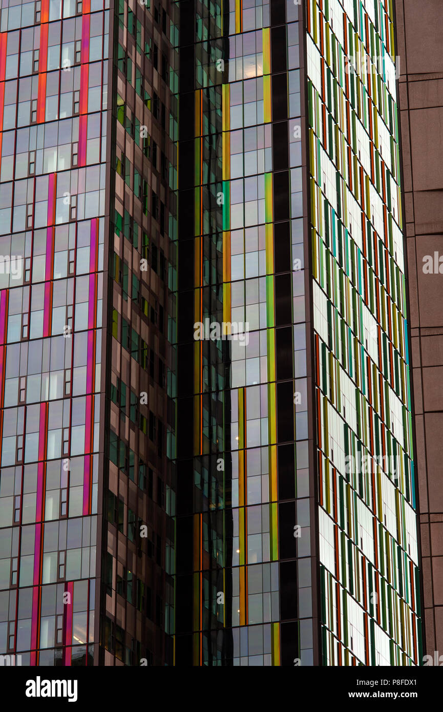 Downtown Seattle early morning with abstract close-up of building ...
