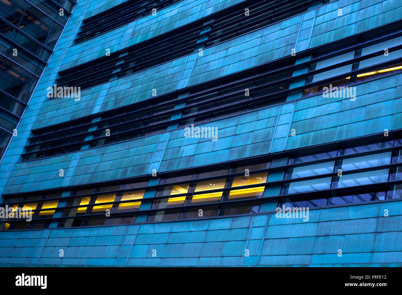 Downtown Seattle early morning with abstract close-up of building ...