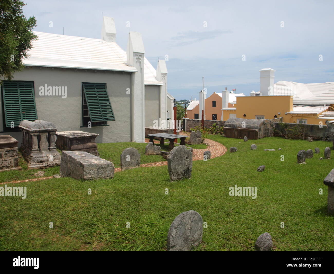 St. Peters Church, St. Georges, Bermuda and its attached cemetery Stock ...
