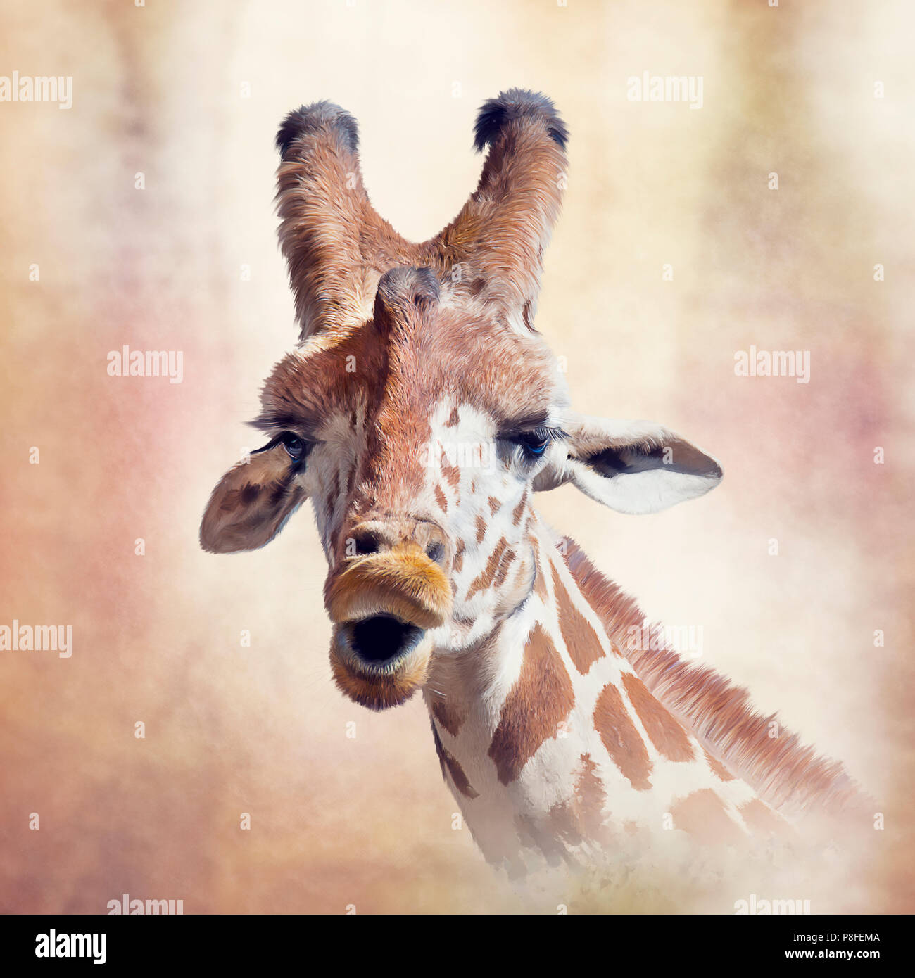 digital painting of giraffe portrait Stock Photo - Alamy