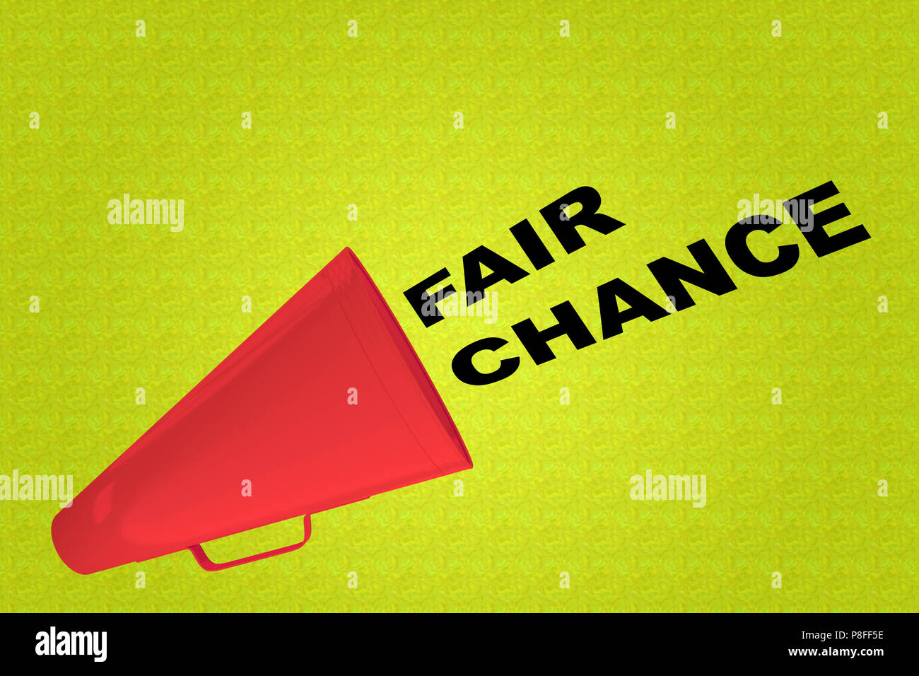 3D illustration of FAIR CHANCE title flowing from a loudspeaker Stock ...