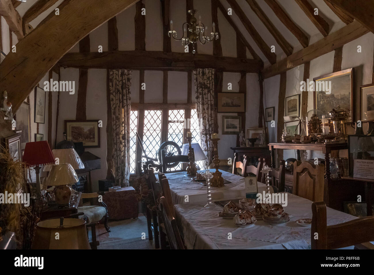 Interior of a timber framed building's first floor room Stock Photo - Alamy