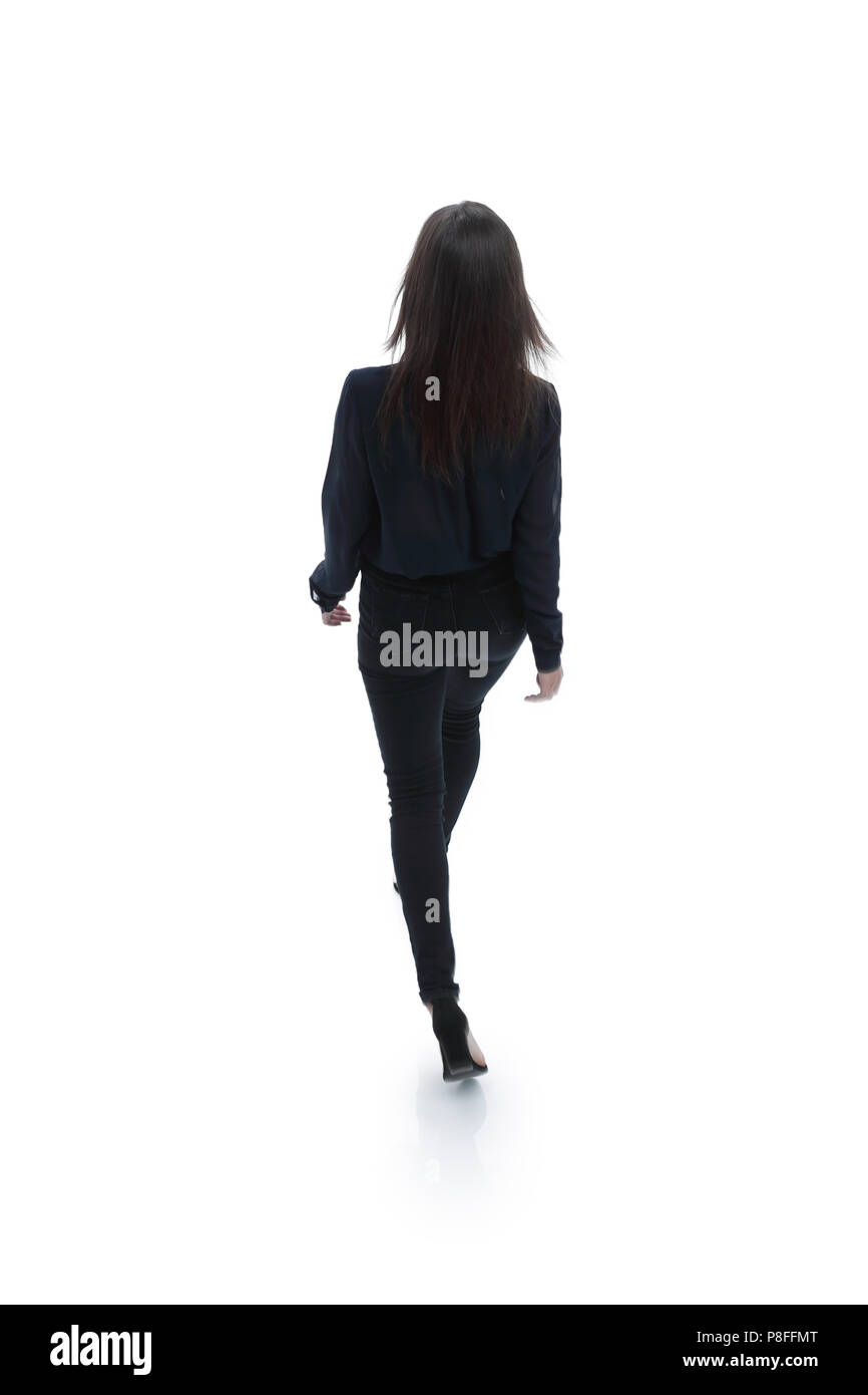 back view. Modern young business woman Stock Photo - Alamy