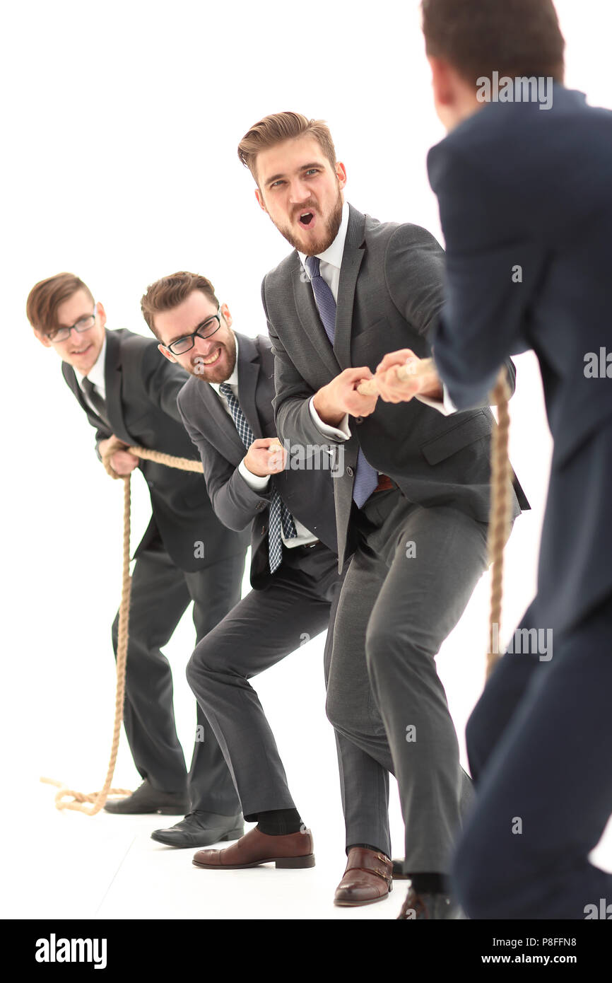 teambuilding.the tug of war between business teams Stock Photo - Alamy