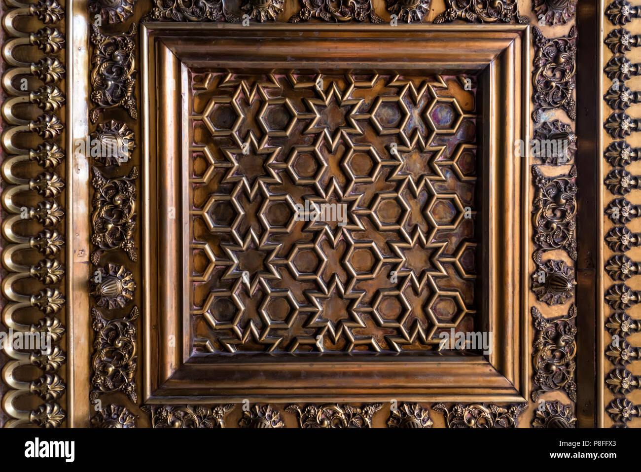 KOLKATA, INDIA - NOVEMBER 5, 2017: Ceiling in Birla Mandir Hindu temple ...