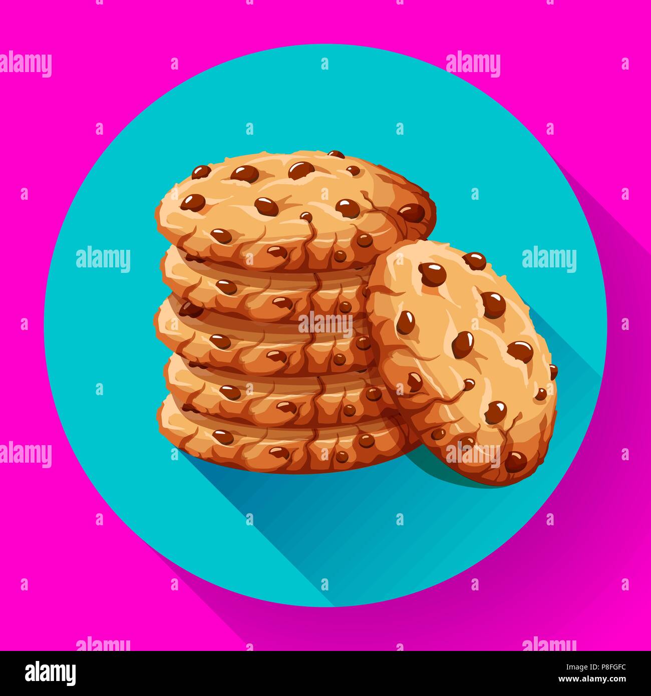 Vector chocolate crumbs chips icon. Realistic homemade choco chip ...