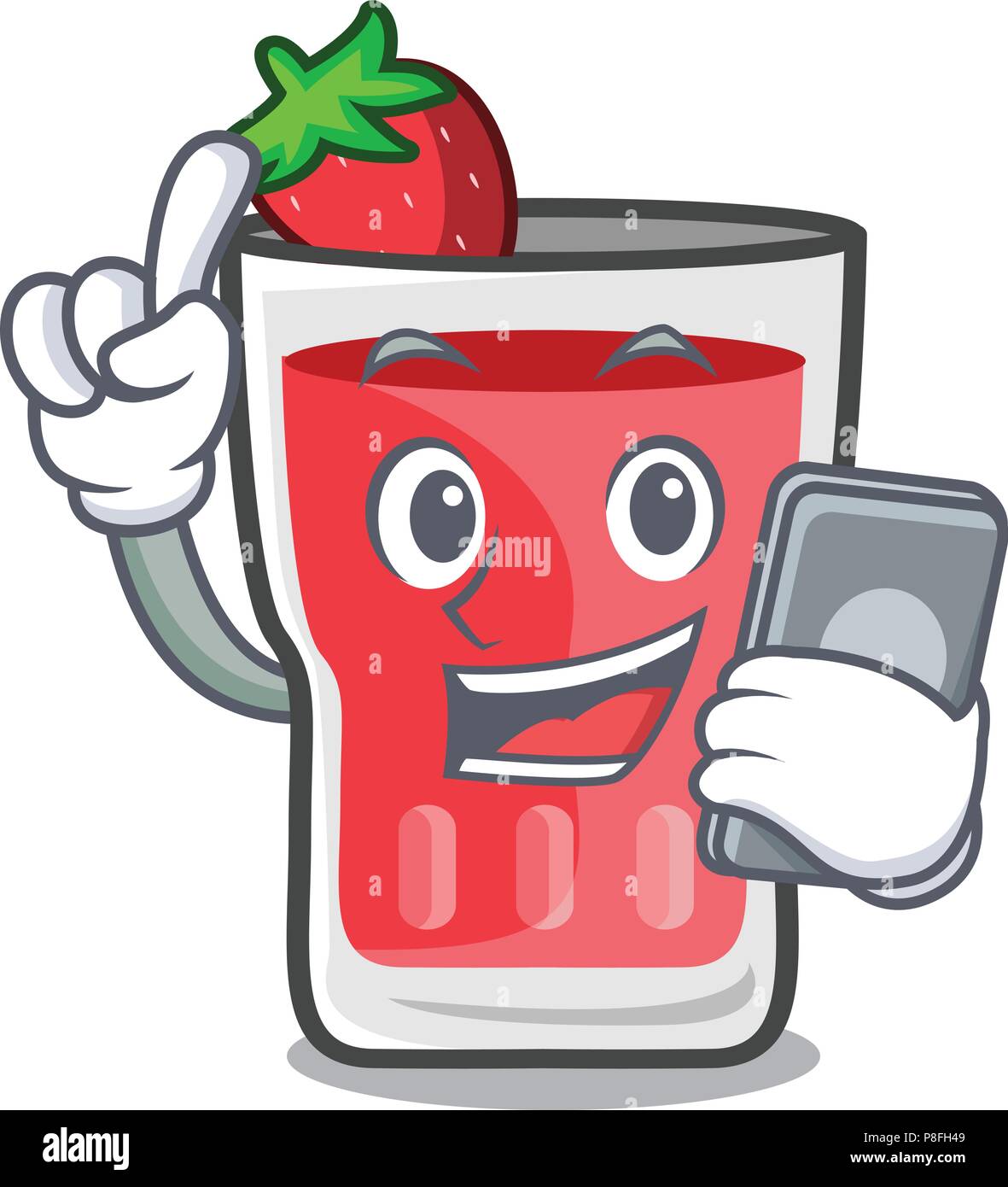 With phone strawberry mojito character cartoon Stock Vector Image & Art ...