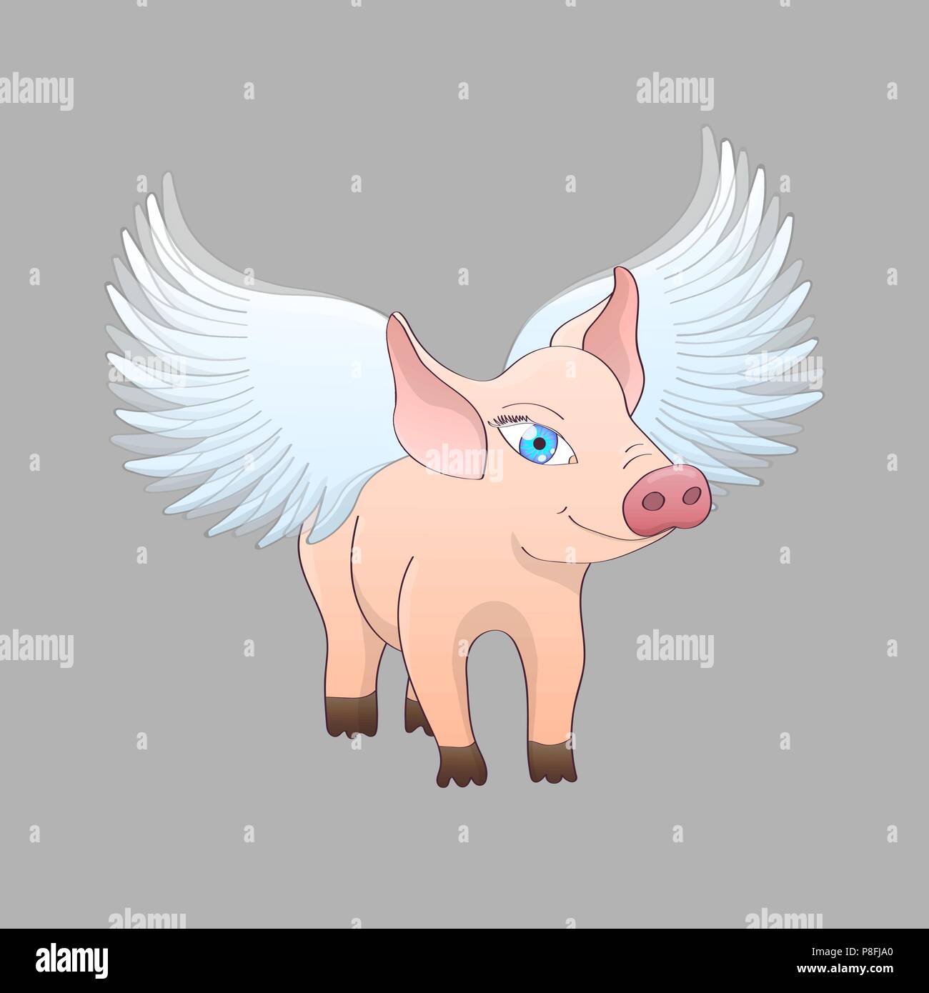 Piglet with wings isolated on gray background Stock Vector Image & Art ...