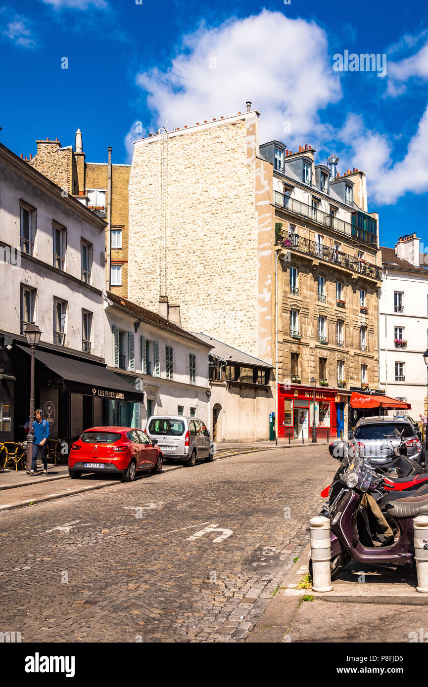 The cobblestone streets of Montmartre in Paris, France Stock Photo - Alamy