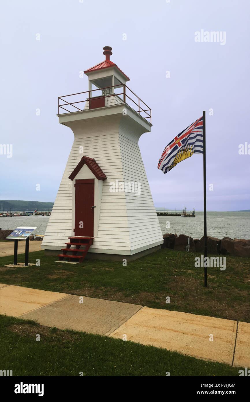 The Digby Pier Lighthouse in the harbour at Digby, Nova Scotia Stock ...