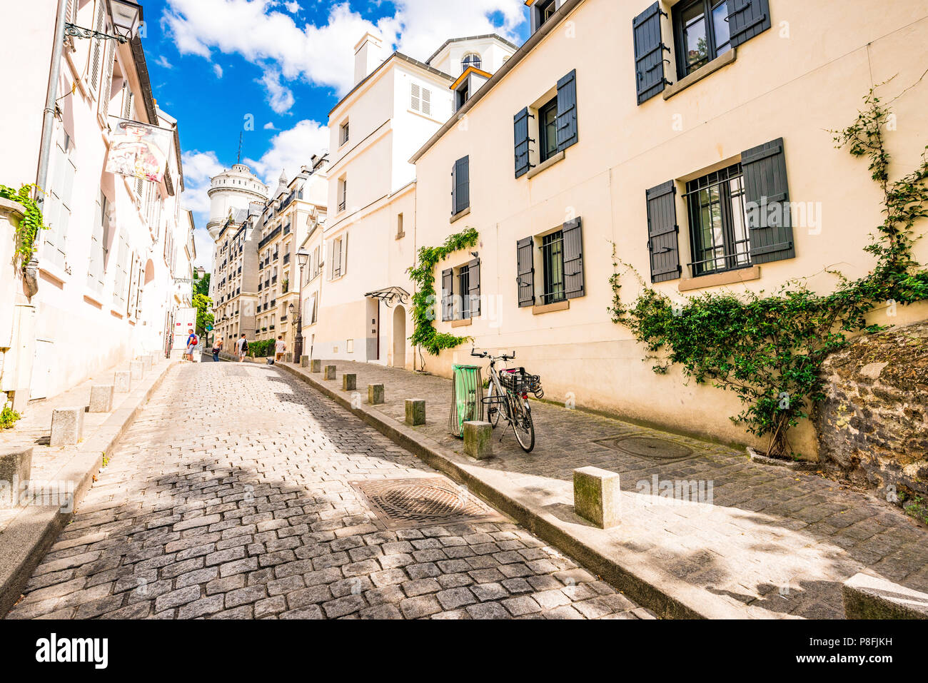 The cobblestone streets of Montmartre in Paris, France Stock Photo - Alamy