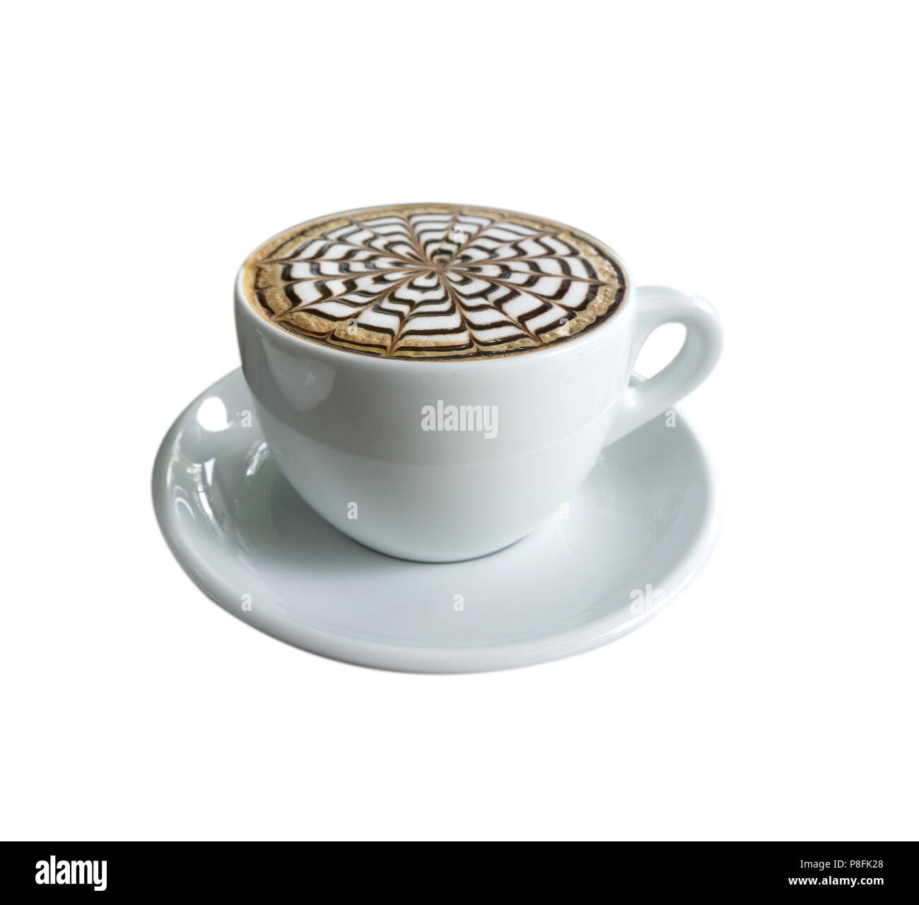 cup of mocha coffee with foam isolated on white, top view Stock Photo ...