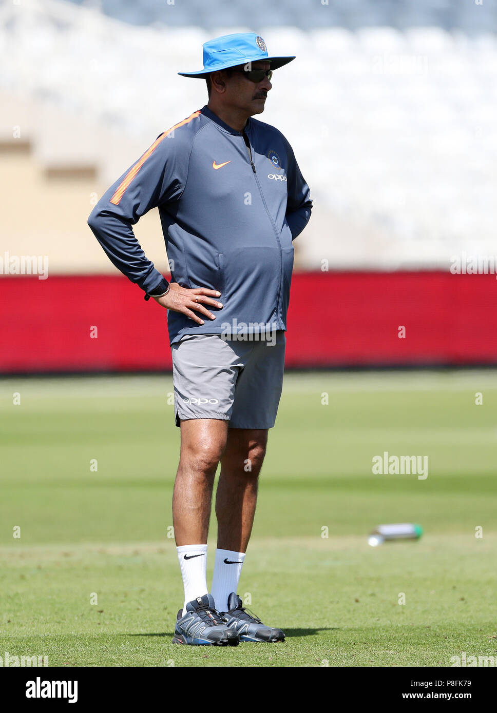 India coach Ravi Shastri during the nets session at Trent Bridge ...