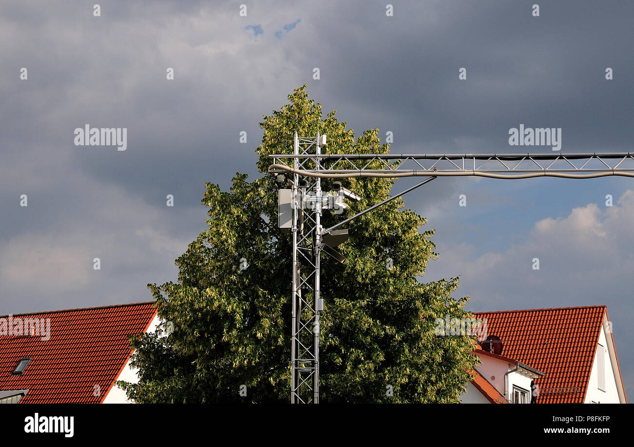 metal pylons with cameras and measurement installation for traffic ...