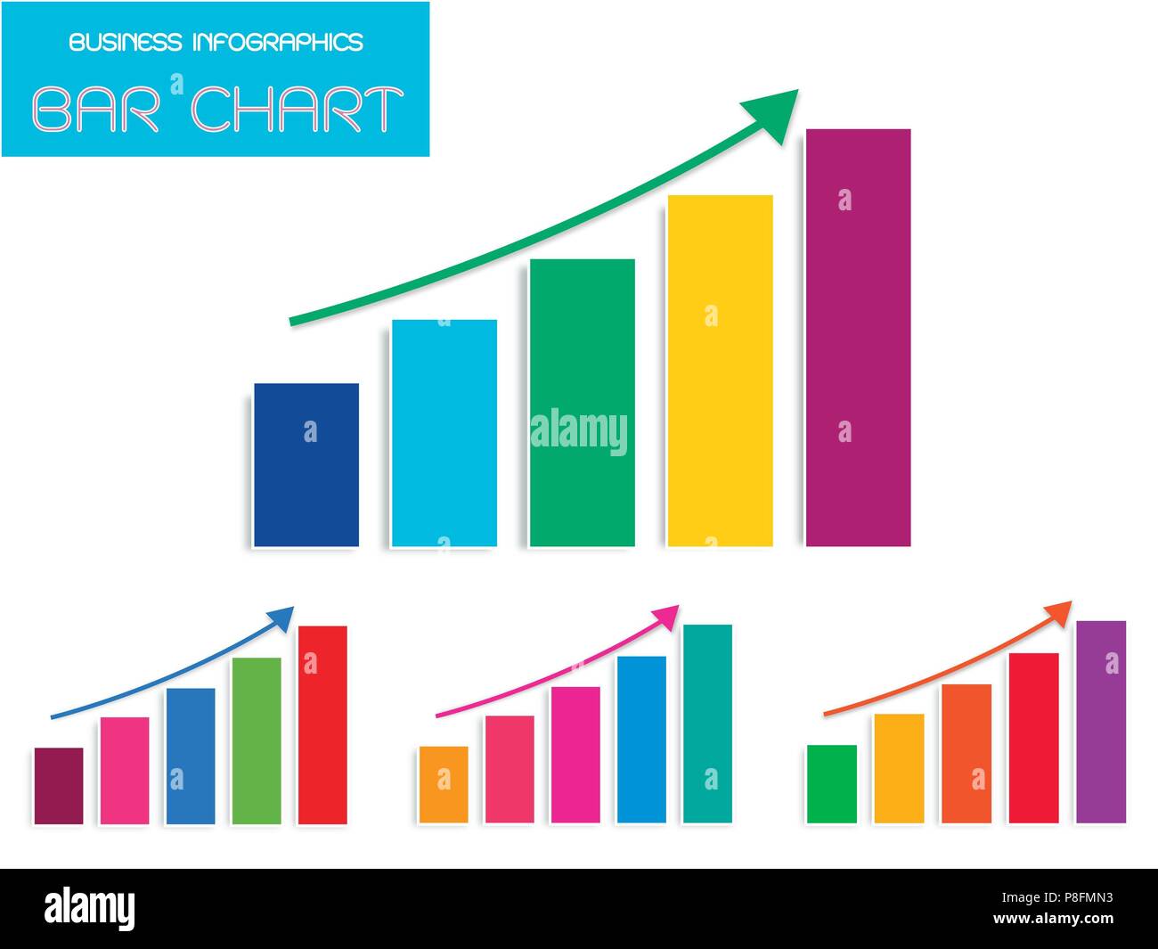 Business and Marketing Concepts, Vector Set of Colorful Bar Chart ...