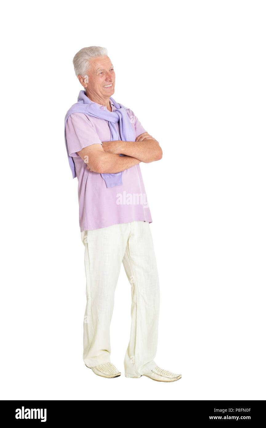 Happy elderly man arms crossed Cut Out Stock Images & Pictures - Alamy