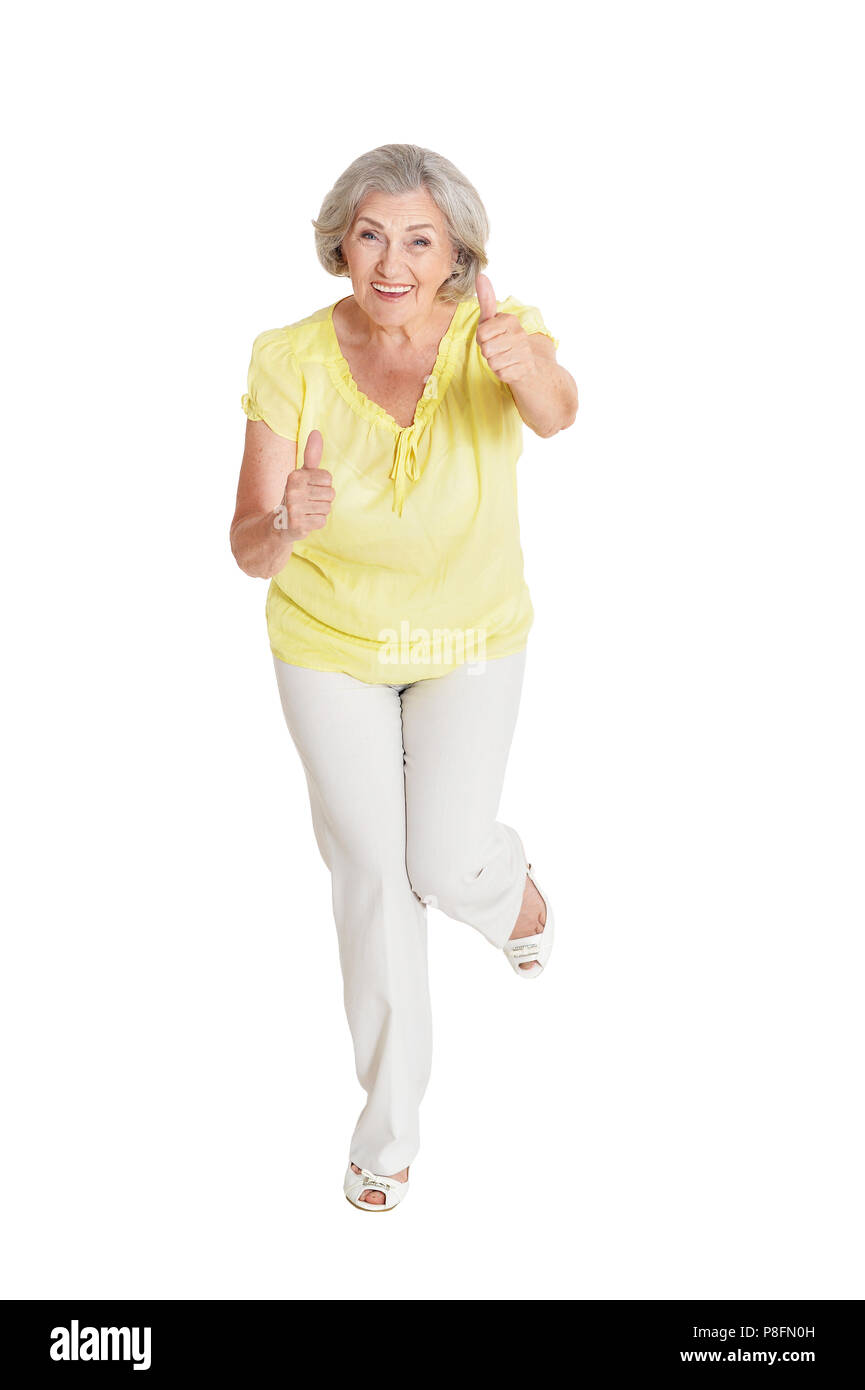 Portrait older woman looking up Cut Out Stock Images & Pictures - Alamy