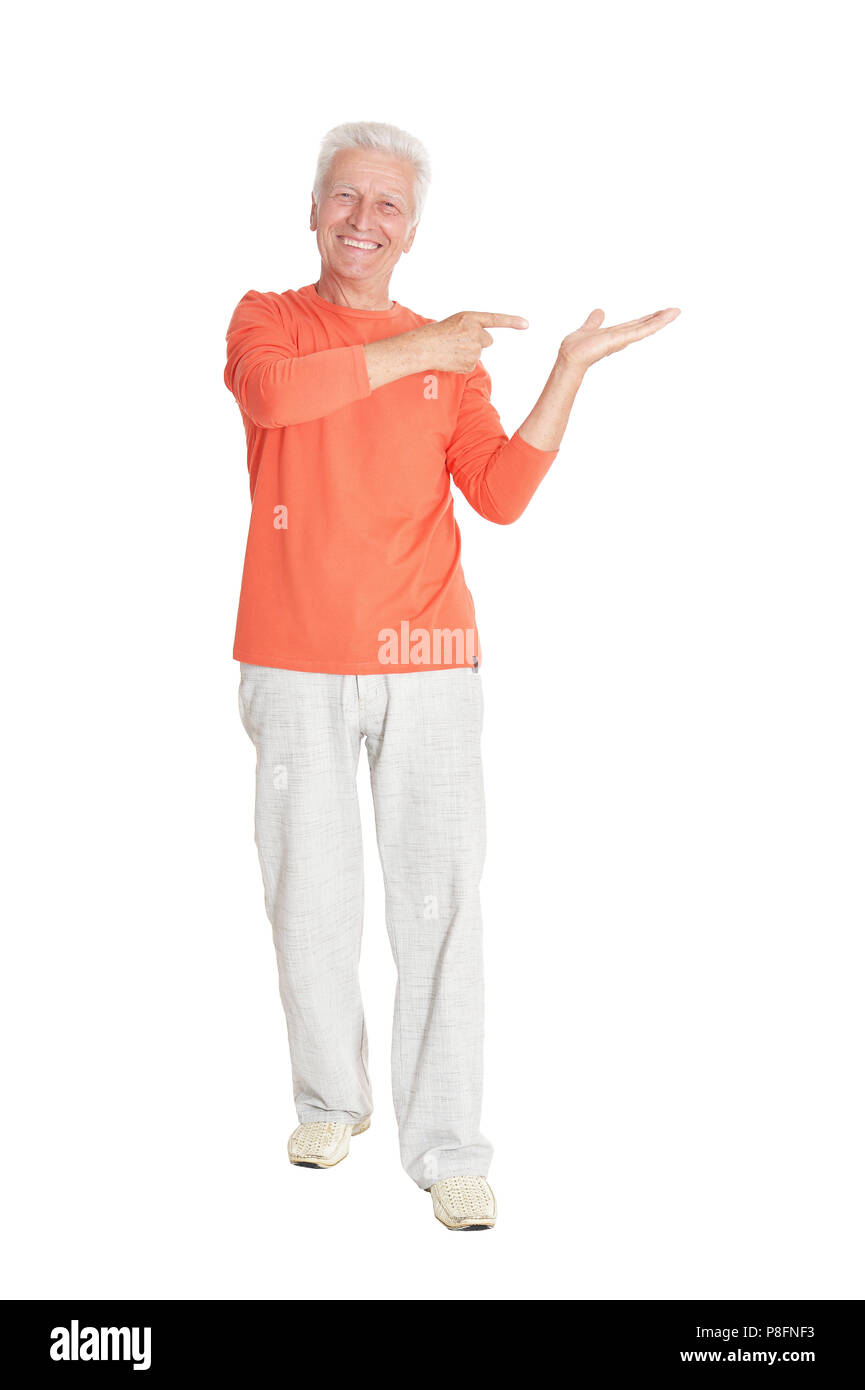 Happy elderly man arms crossed Cut Out Stock Images & Pictures - Alamy