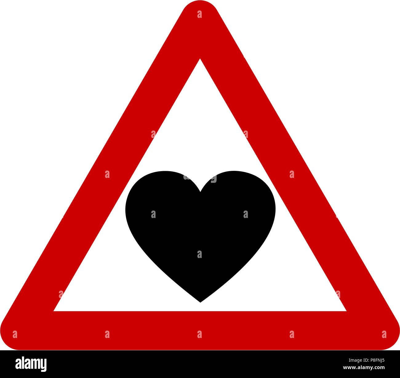Warning sign with love symbol Stock Photo - Alamy