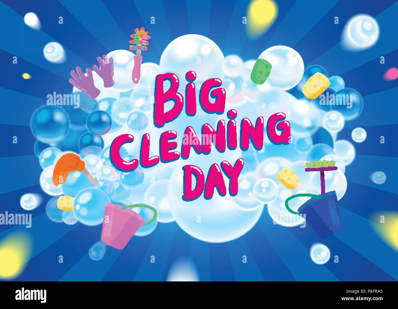 Vector Big Cleaning Day Colorful illustration. Sketchy design ...
