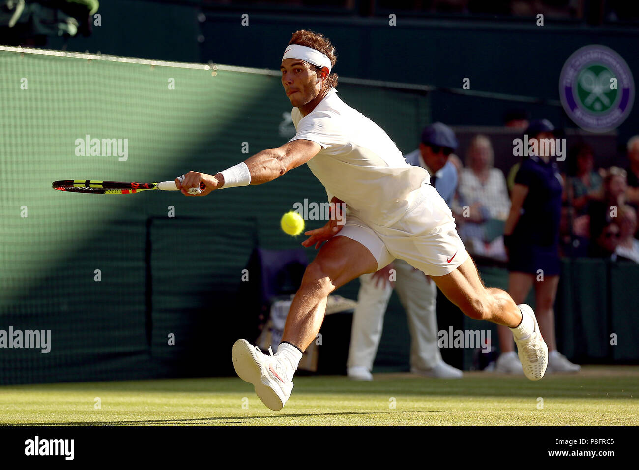 Rafael Nadal in action on day nine of the Wimbledon Championships at ...