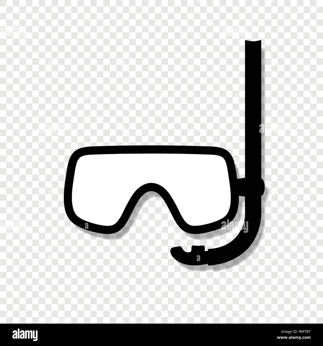 Vector black silhouette illustration of diving mask icon isolated on ...