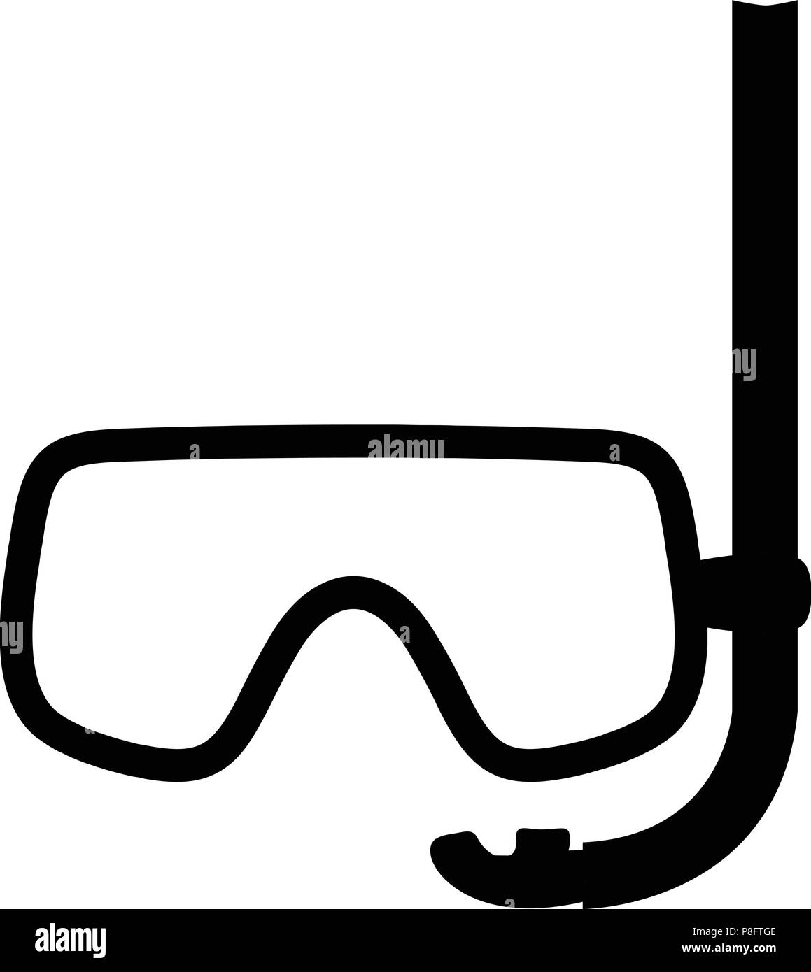 Vector black silhouette illustration of diving mask icon isolated on ...