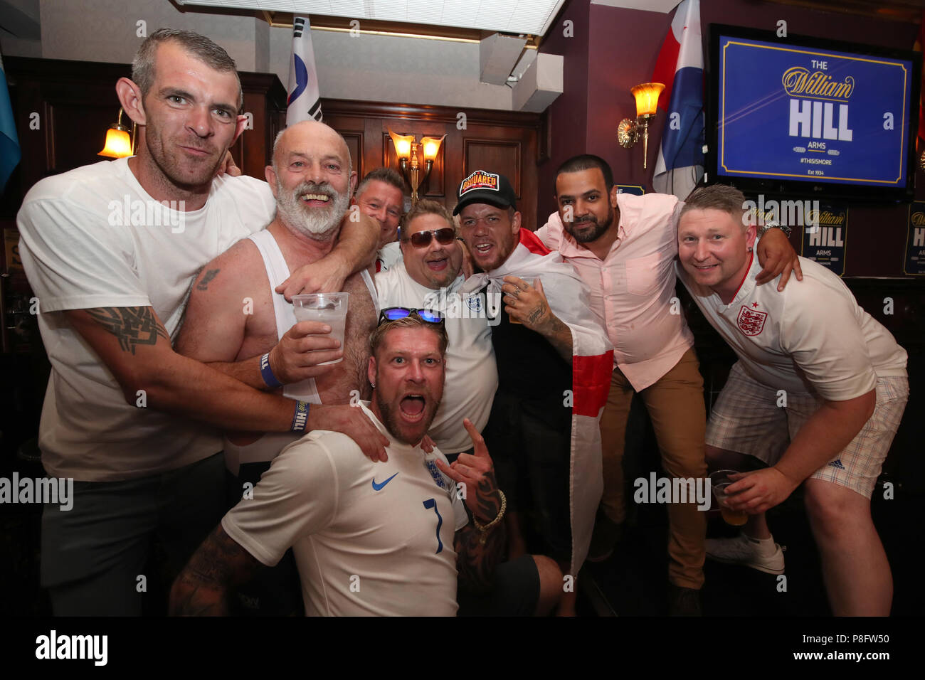 Keith Allen aka Fat Les with fans at the William Hill Arms ahead of the ...