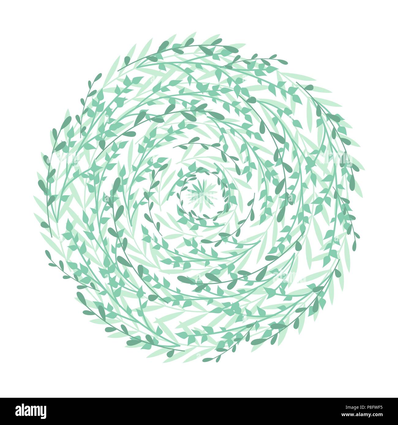 Vector illustration decoration of branches and leaves in a circle Stock ...