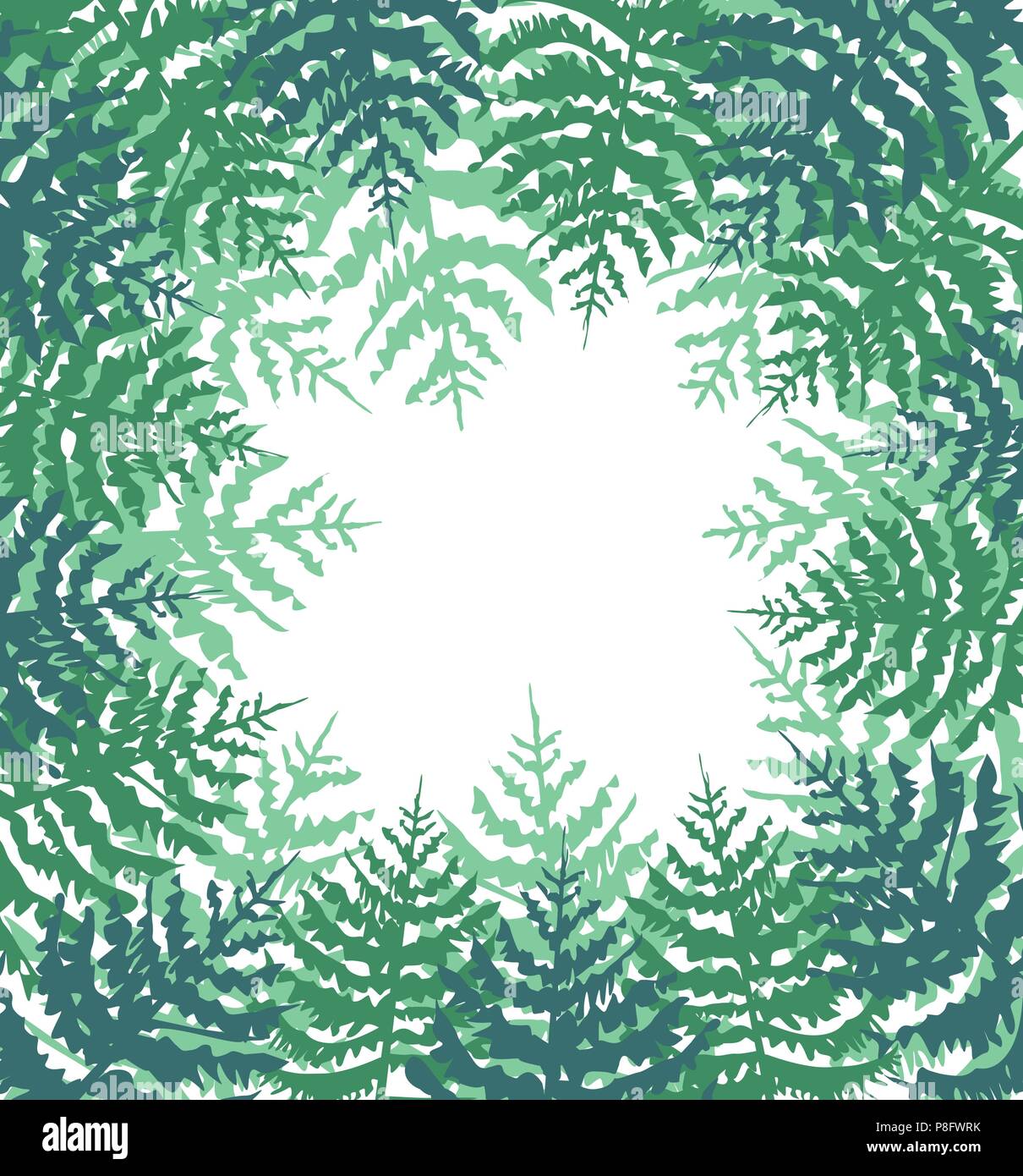 Vector illustration of a spruce forest. Background with green trees ...