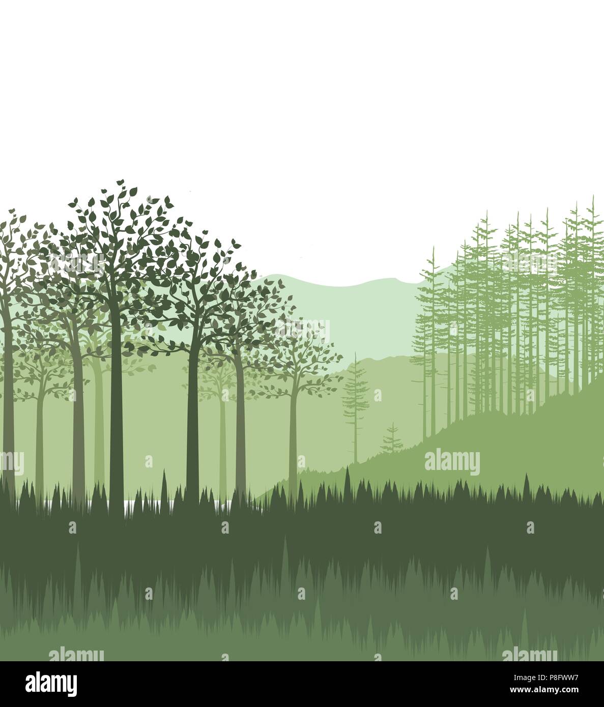 Vector illustration trees. Landscape background with forest Stock ...