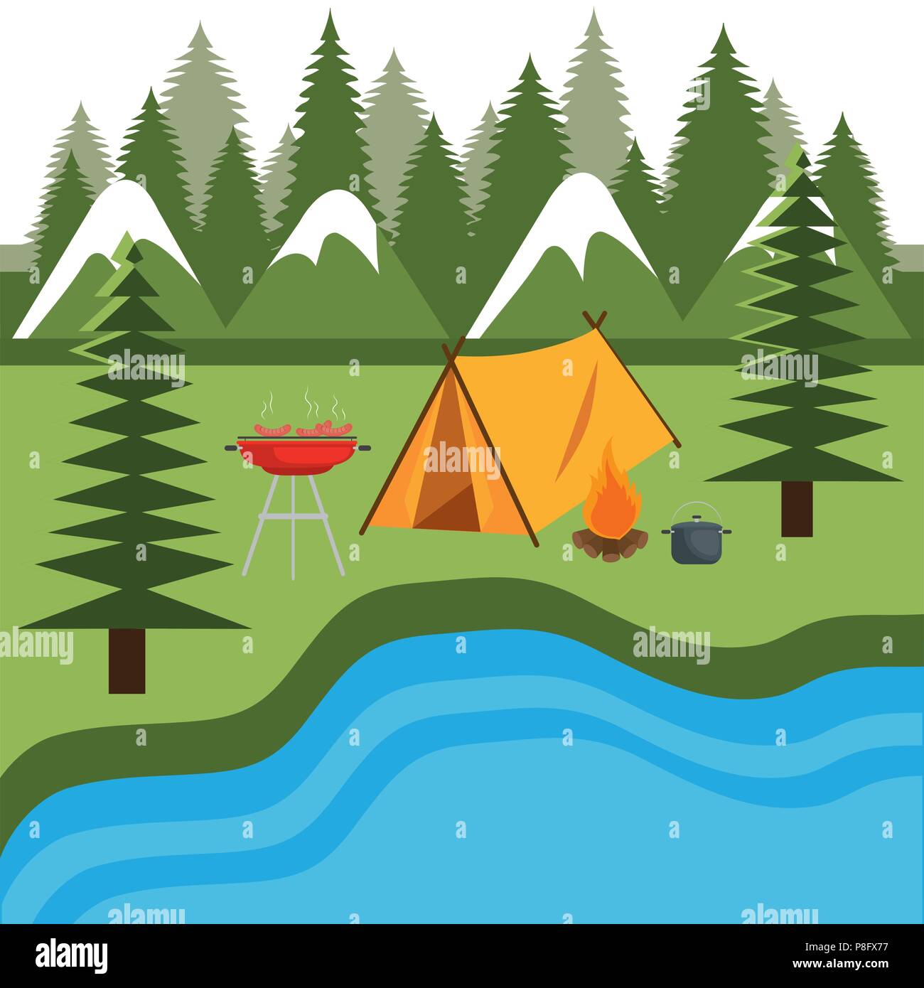 camping zone with tent scene Stock Vector Image & Art - Alamy