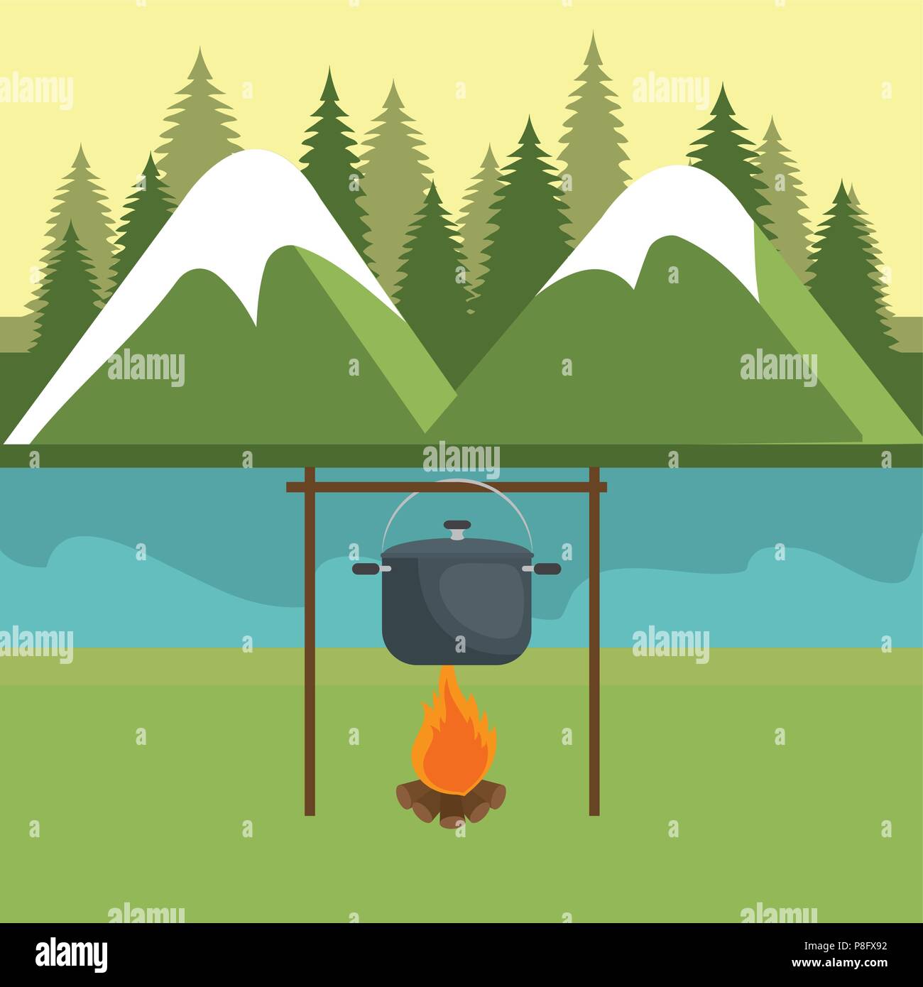 Outdoor life cooking Stock Vector Images - Alamy
