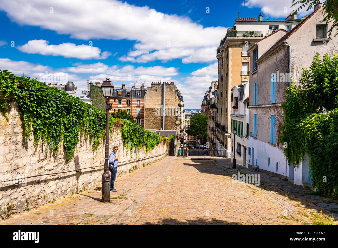 The cobblestone streets of Montmartre in Paris, France Stock Photo - Alamy