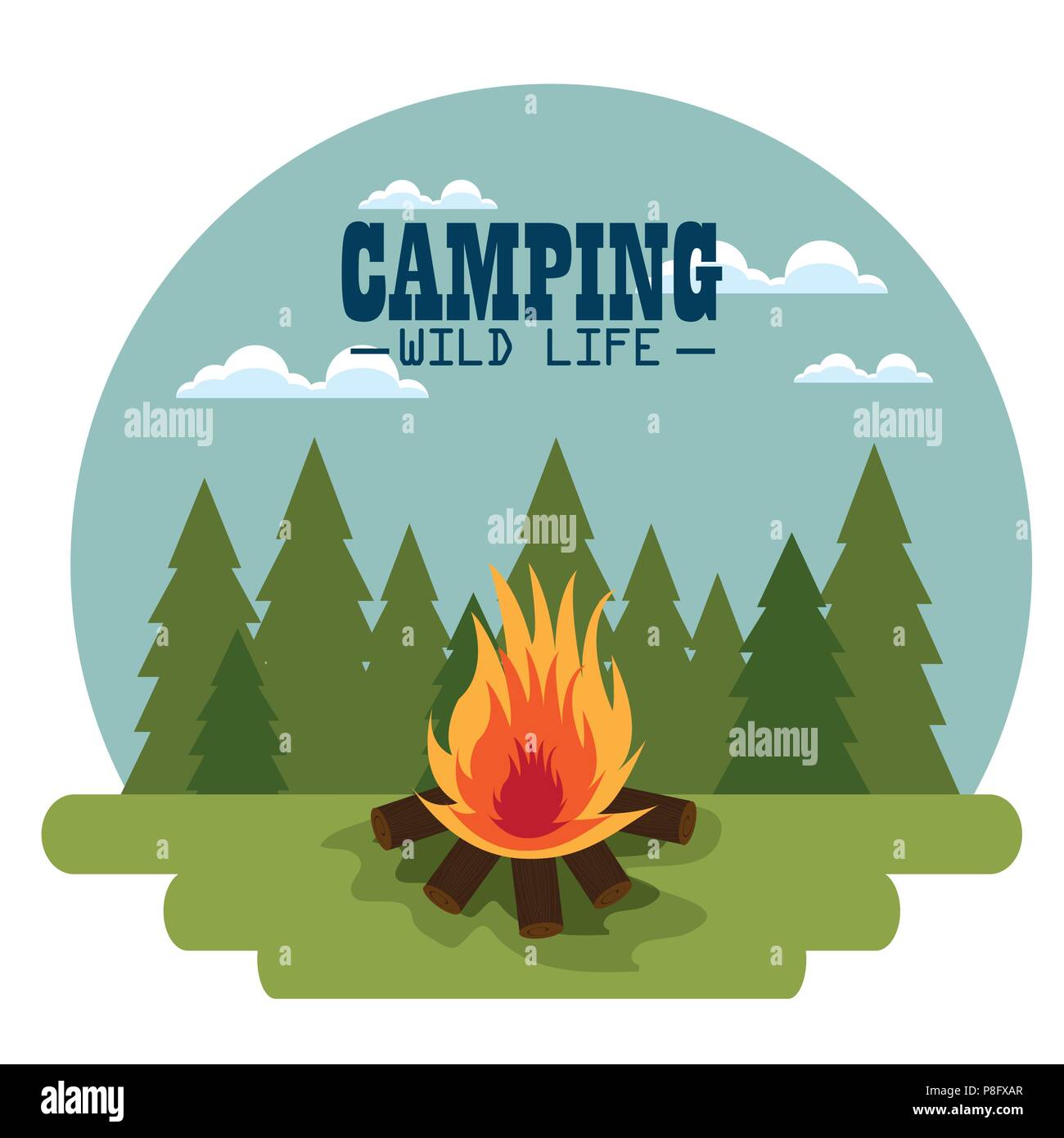 camping zone with campfire Stock Vector Image & Art - Alamy