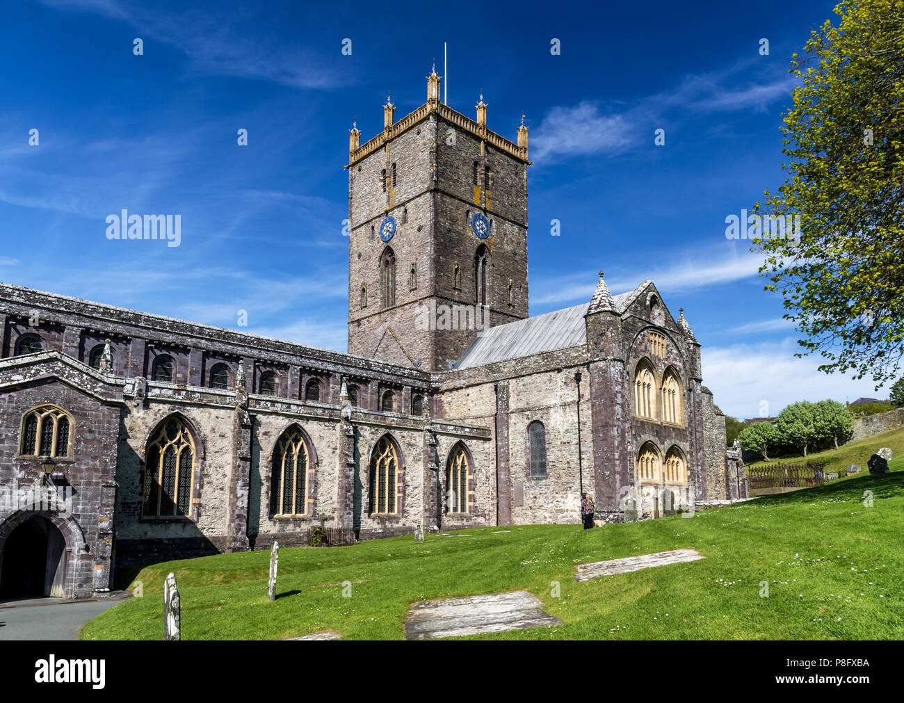 Tower and south transept of st davids cathedral hi-res stock ...