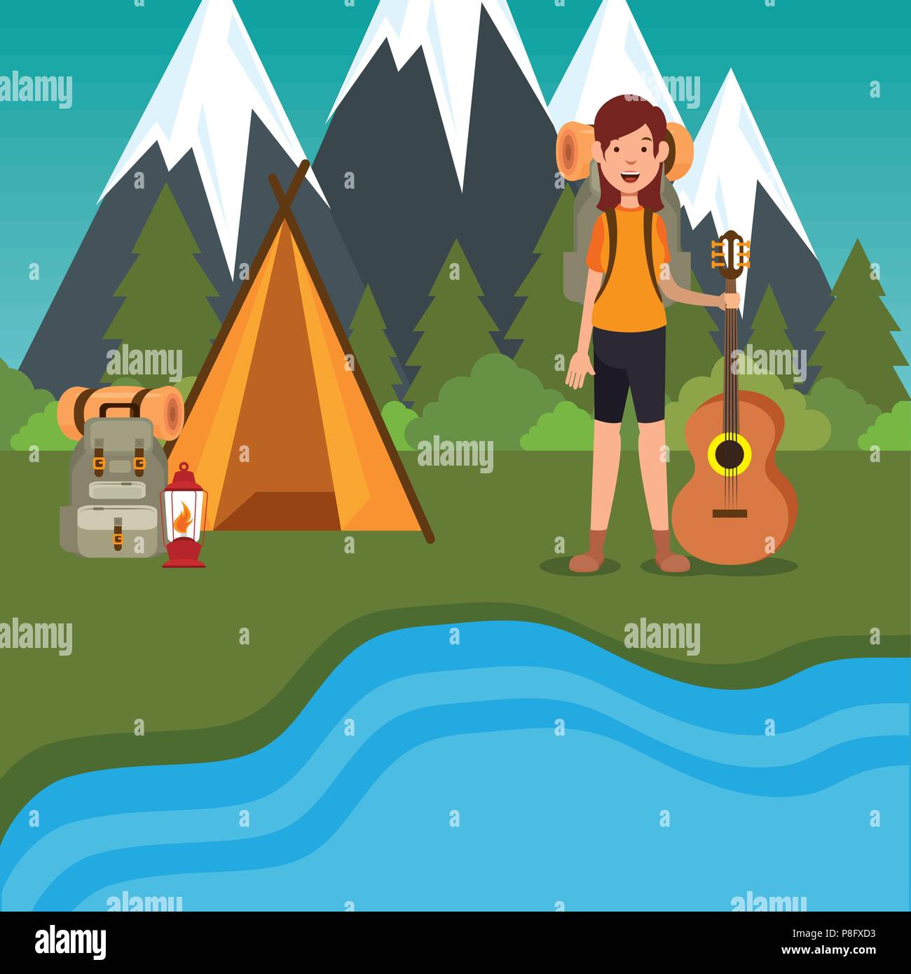 Young woman river in Stock Vector Images - Alamy