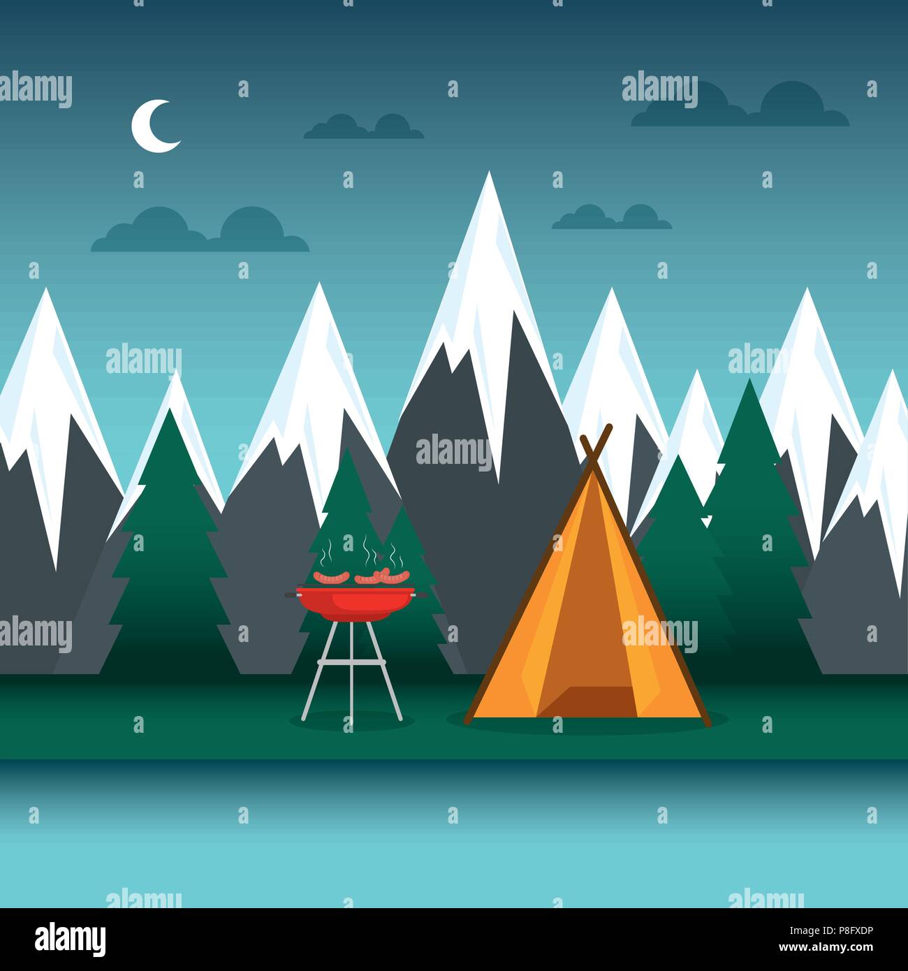 camping zone with tent scene Stock Vector Image & Art - Alamy