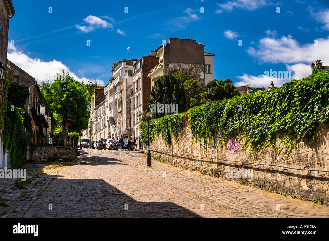 The cobblestone streets of Montmartre in Paris, France Stock Photo - Alamy