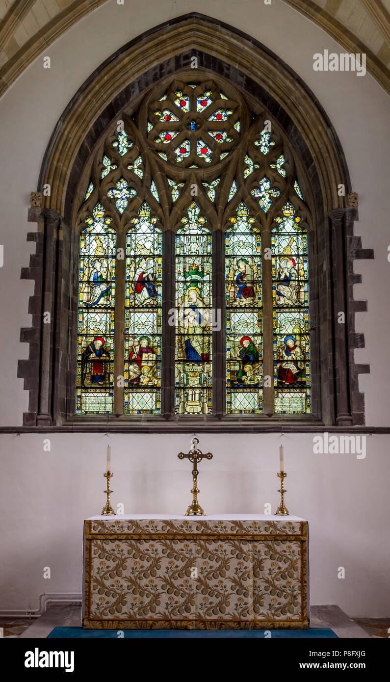 Stained glass East window, Lady Chapel, Interior of St. David's ...