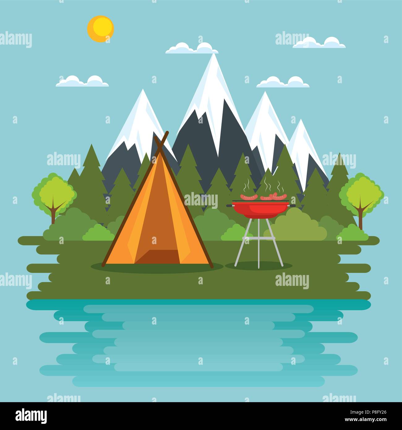 camping zone with tent scene Stock Vector Image & Art - Alamy