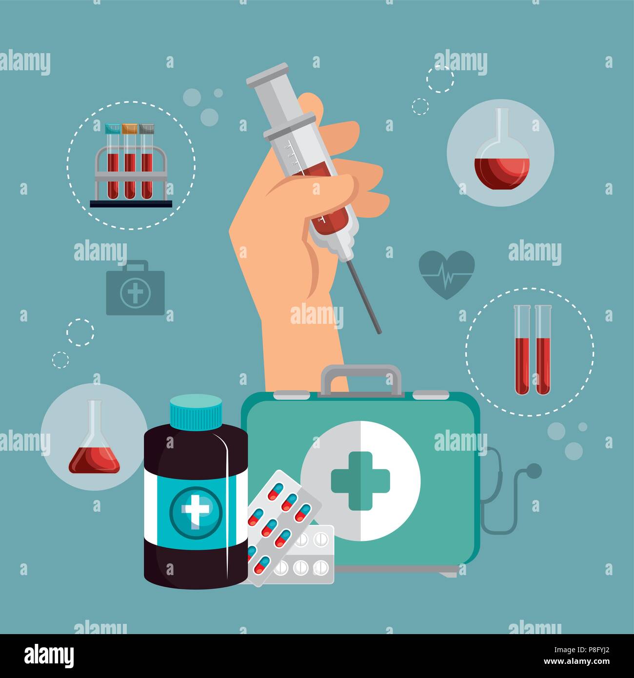 Stethoscope drugs medical diagnosis Stock Vector Images - Alamy
