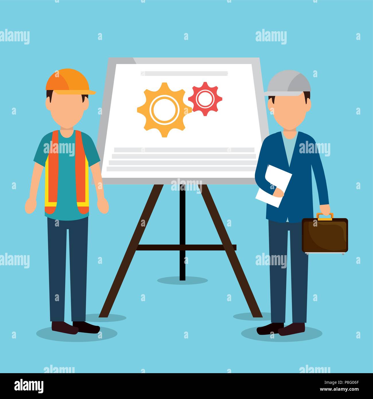construction workers with under construction icons Stock Vector Image ...