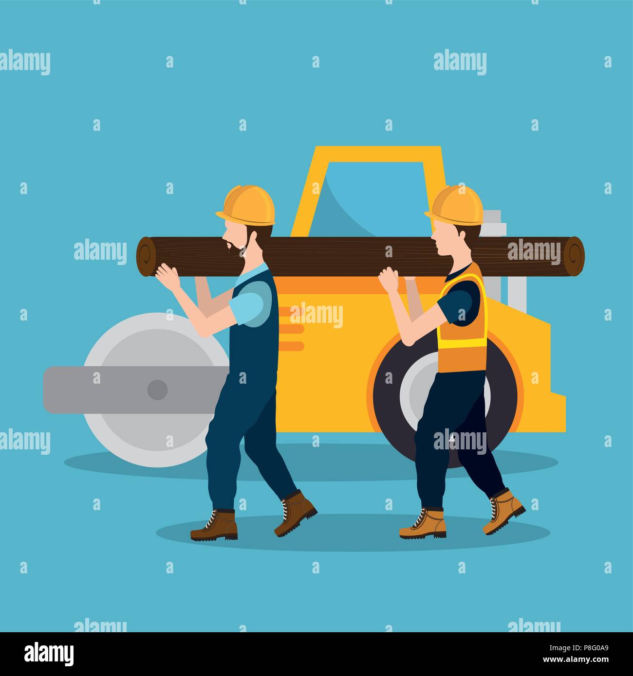 construction workers with under construction icons Stock Vector Image ...