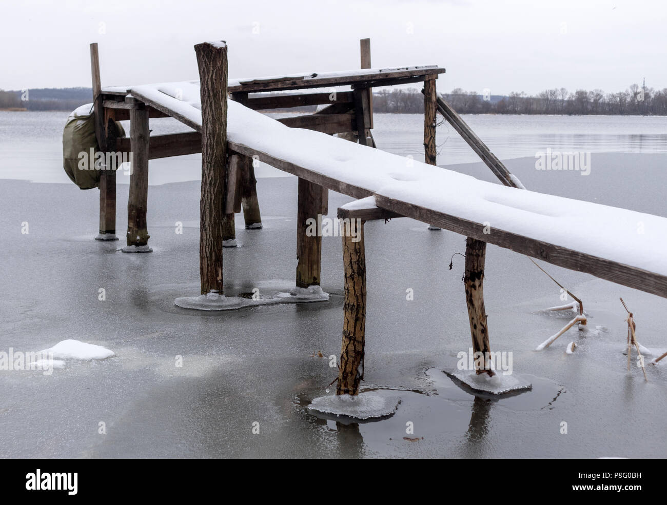 Handmade wooden pier on the river bank Stock Photo - Alamy