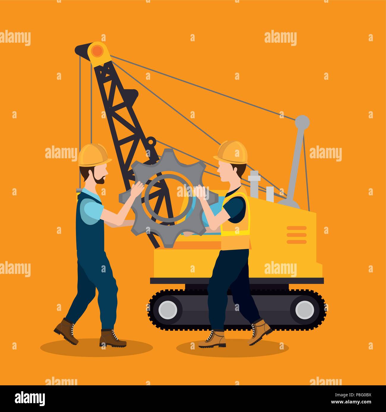 construction workers with under construction icons Stock Vector Image ...
