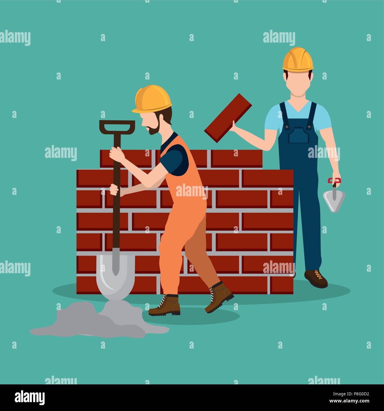 construction workers with under construction icons Stock Vector Image ...