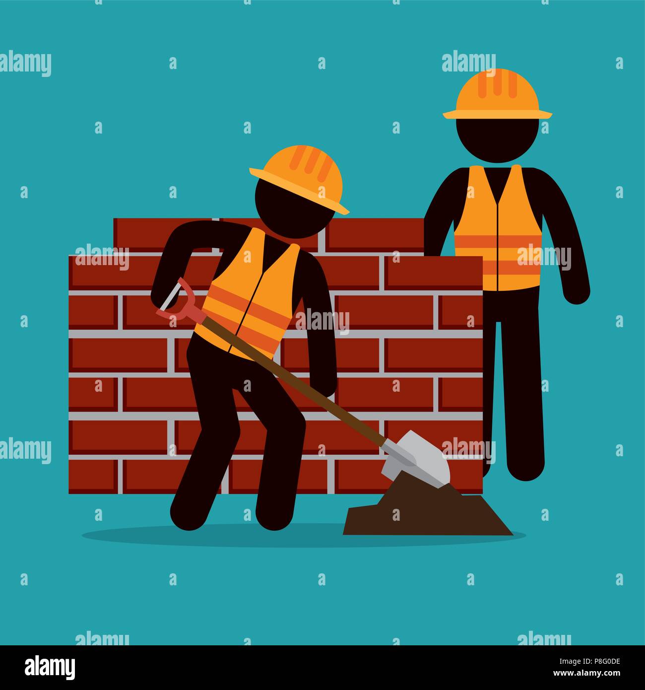 construction workers with under construction icons Stock Vector Image ...