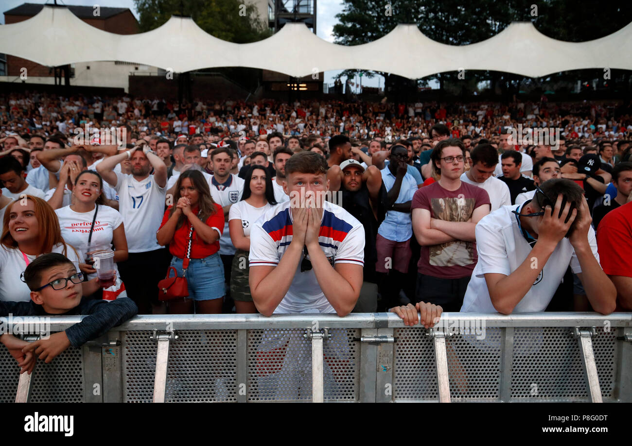 Dejected England fans during the FIFA World Cup semi final match ...